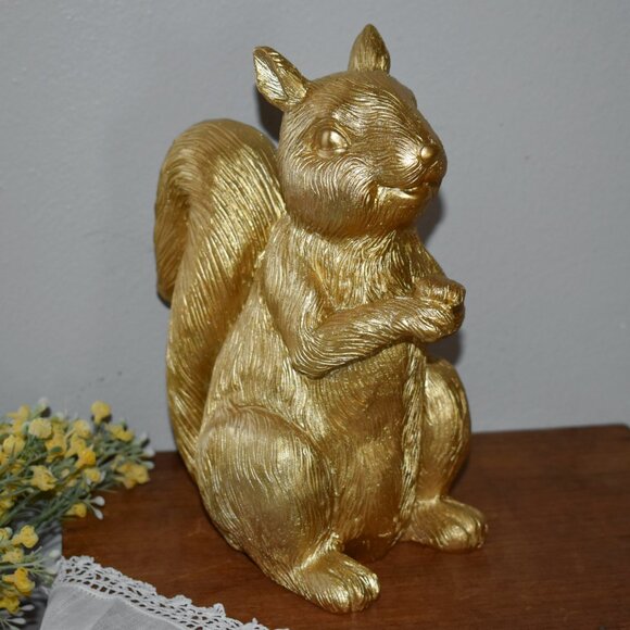 Accents | Gold Squirrel Figure Resin Statue Country Cottage Farmhouse ...